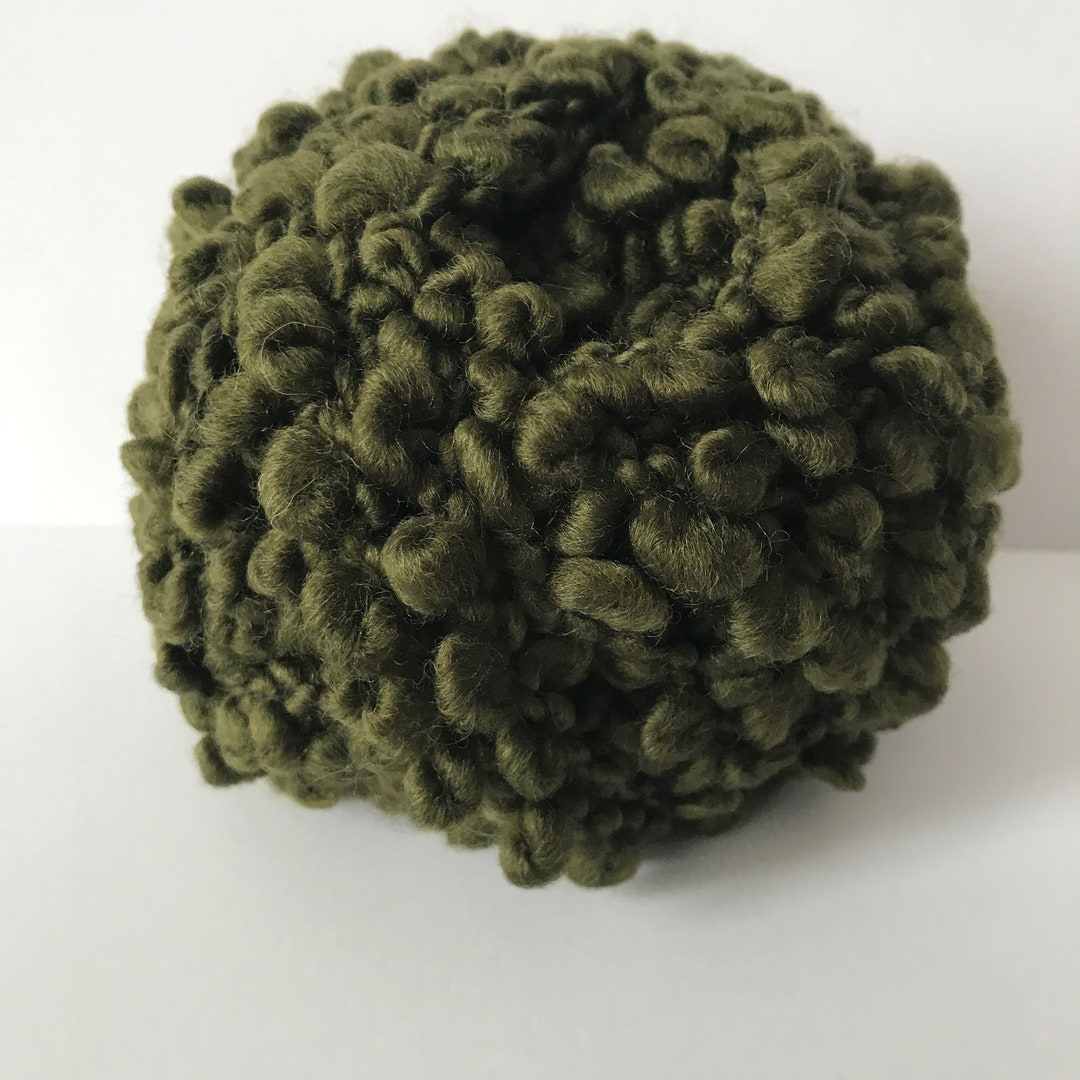 Army Green Yarn, Off-white Yarn, Boucle Merino Knitting Yarn, Chunky ...