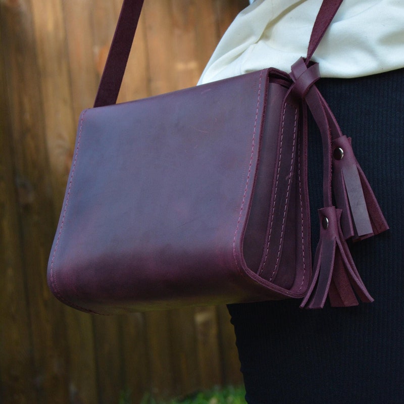 Purple Leather Bag - Etsy