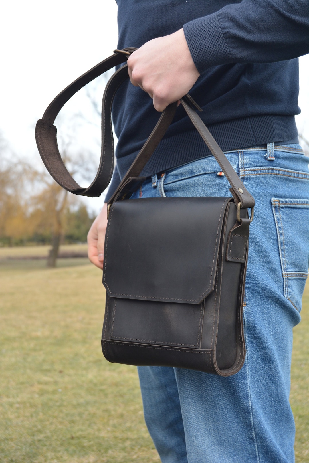 Handmade Leather Crossbody Bag, Man Purse, Mens Crossbody Bag, Gift for ...
