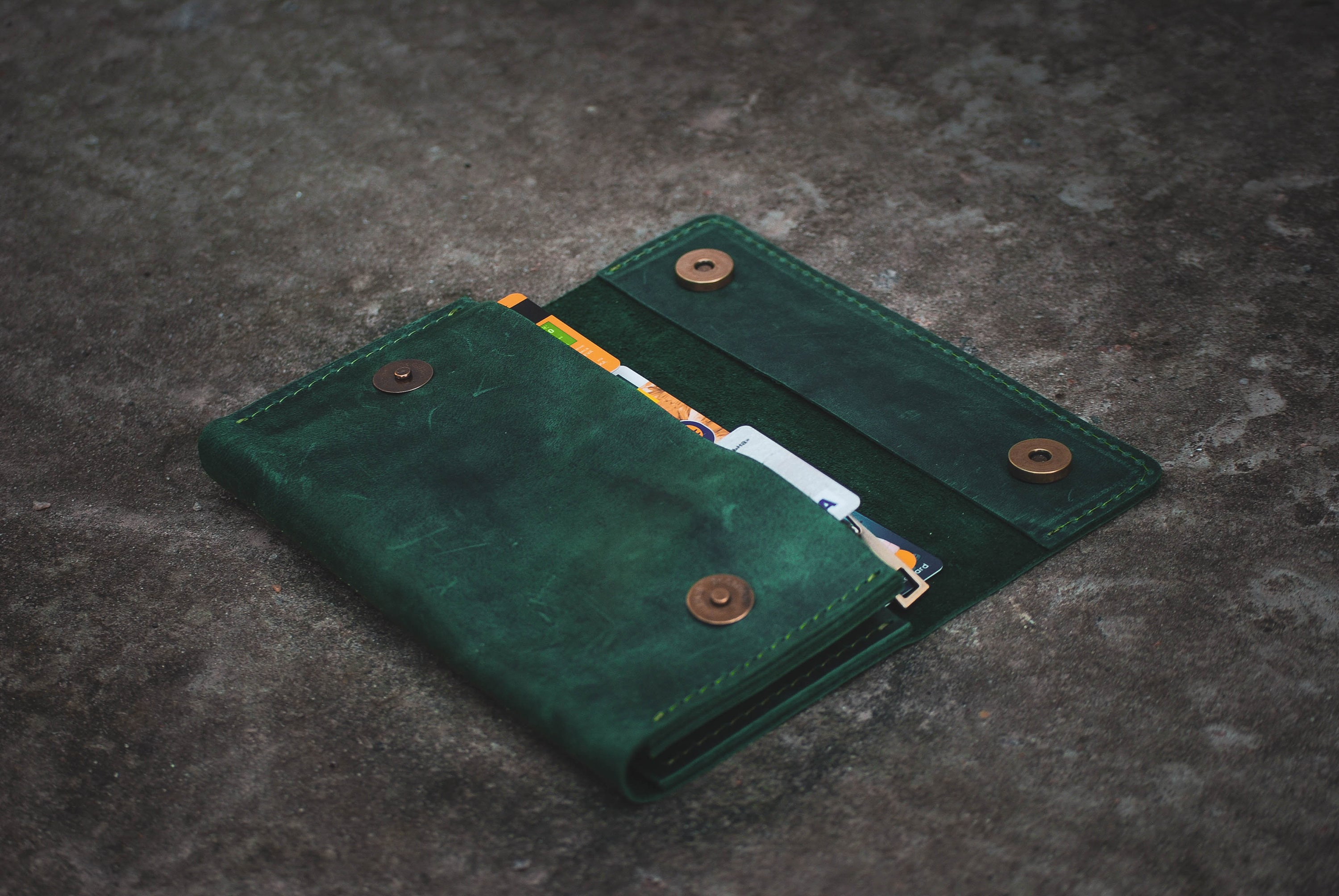 Green Leather Wallet, Personalized Leather Wallet, Leather Wallet ...