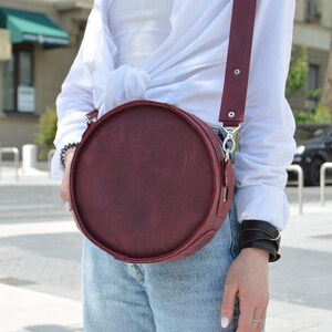 Round Leather Bag, Round Bag, Circle Leather Bag, Gift Bags, Crossbody ...