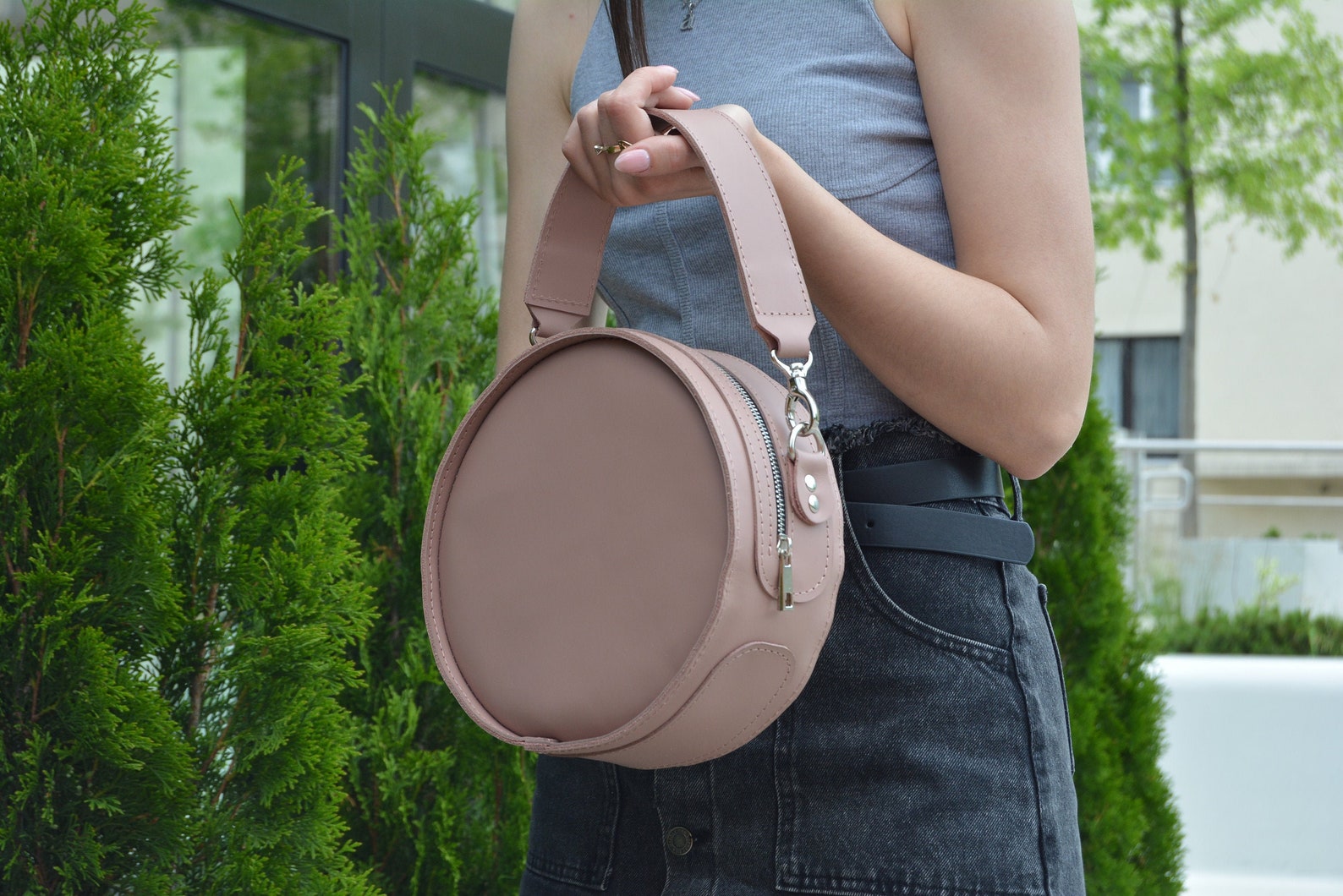 Round Leather Bag Round Bag Circle Leather Bag Gift Bags - Etsy