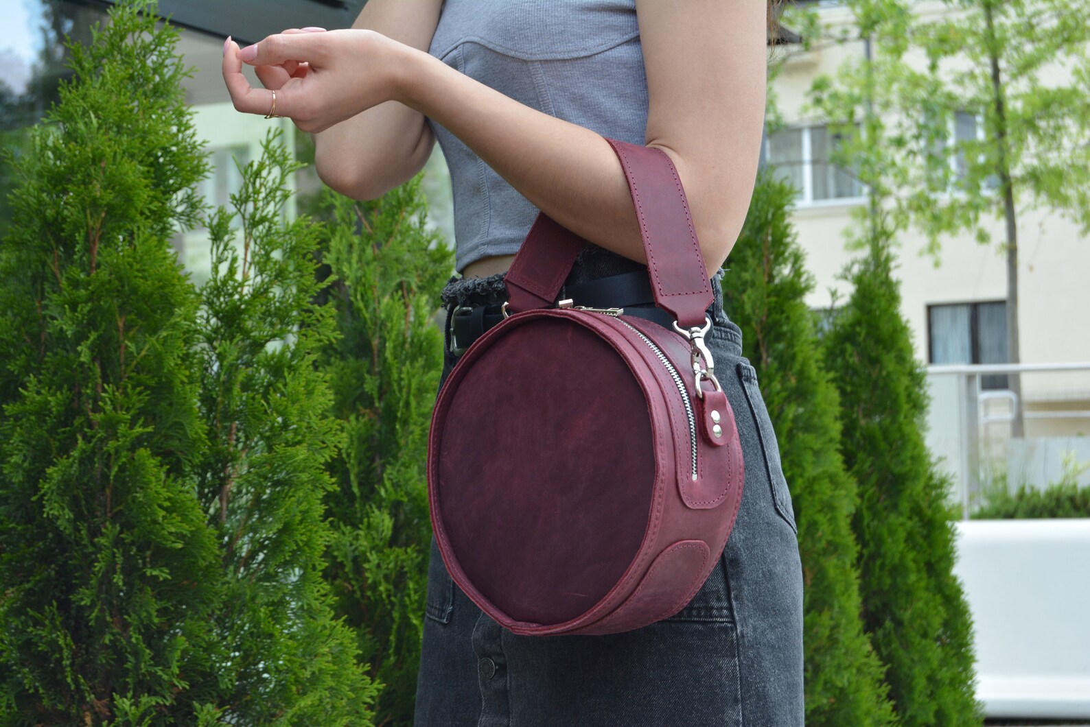 Round Leather Bag Round Bag Circle Leather Bag Gift Bags - Etsy