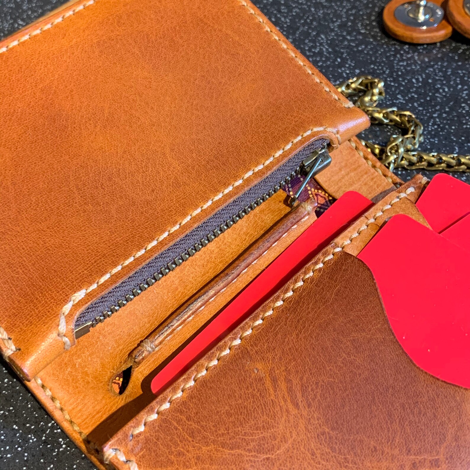 Full Grain Handmade Leather biker Style Wallet and Chain | Etsy