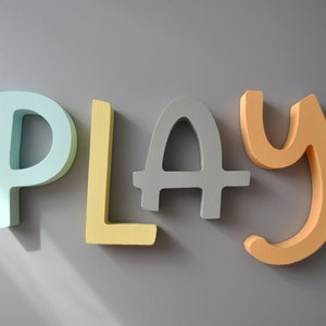 PLAY Wooden Letters Nursery Wall Decor - Gender-neutral Room Shades ...
