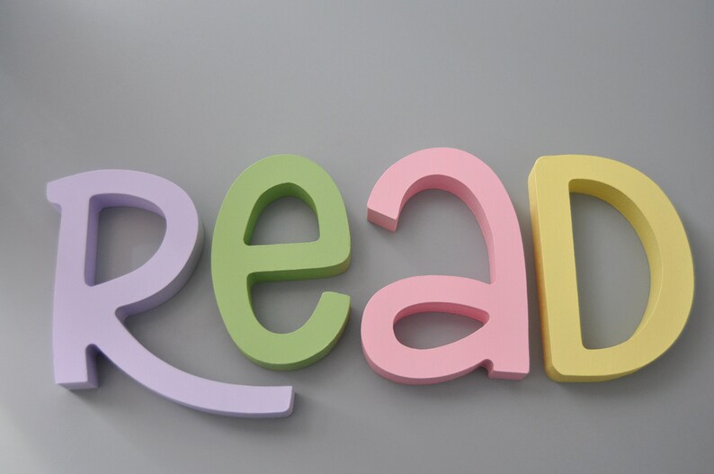 Read Wooden Letters Nursery Wall Decor Pastel Colorful - Etsy