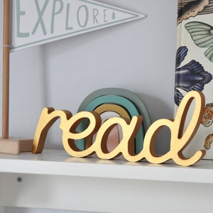 Read Wooden Sign Nursery Wall Decor - Metallic Gold Color - Best Gift ...
