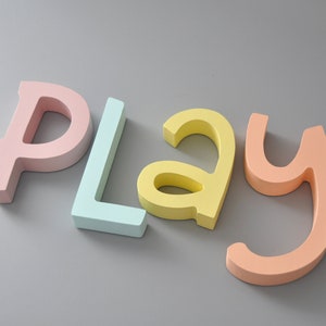 PLAY Wooden Letters Nursery Wall Decor - Gender-neutral Room Shades ...