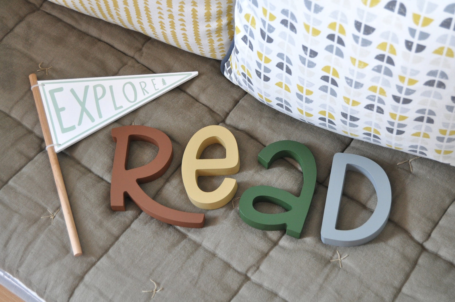 Read Wooden Letters Nursery Wall Decor Boho Style Earth - Etsy