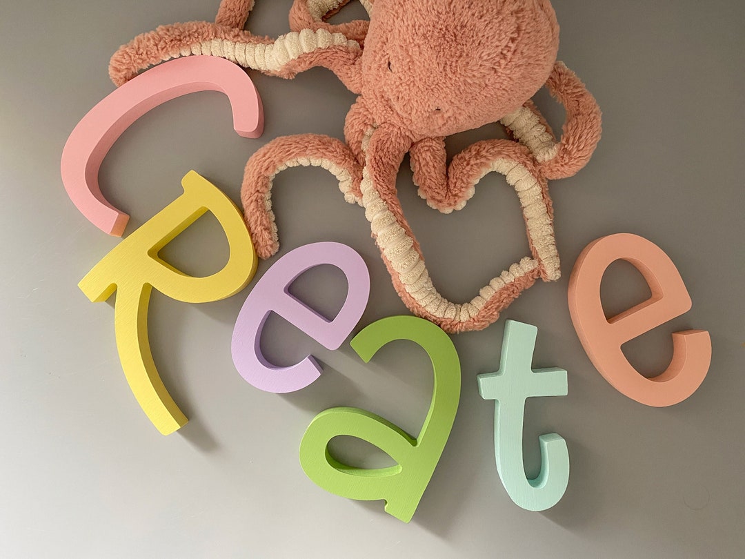 Create Wooden Letters Kids Room and Craft Room Wall Decor - Pastel ...