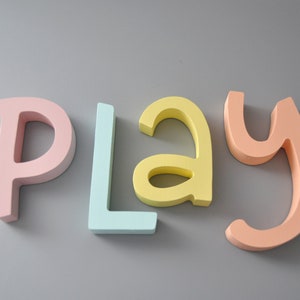 PLAY Wooden Letters Nursery Wall Decor - Gender-neutral Room Shades ...