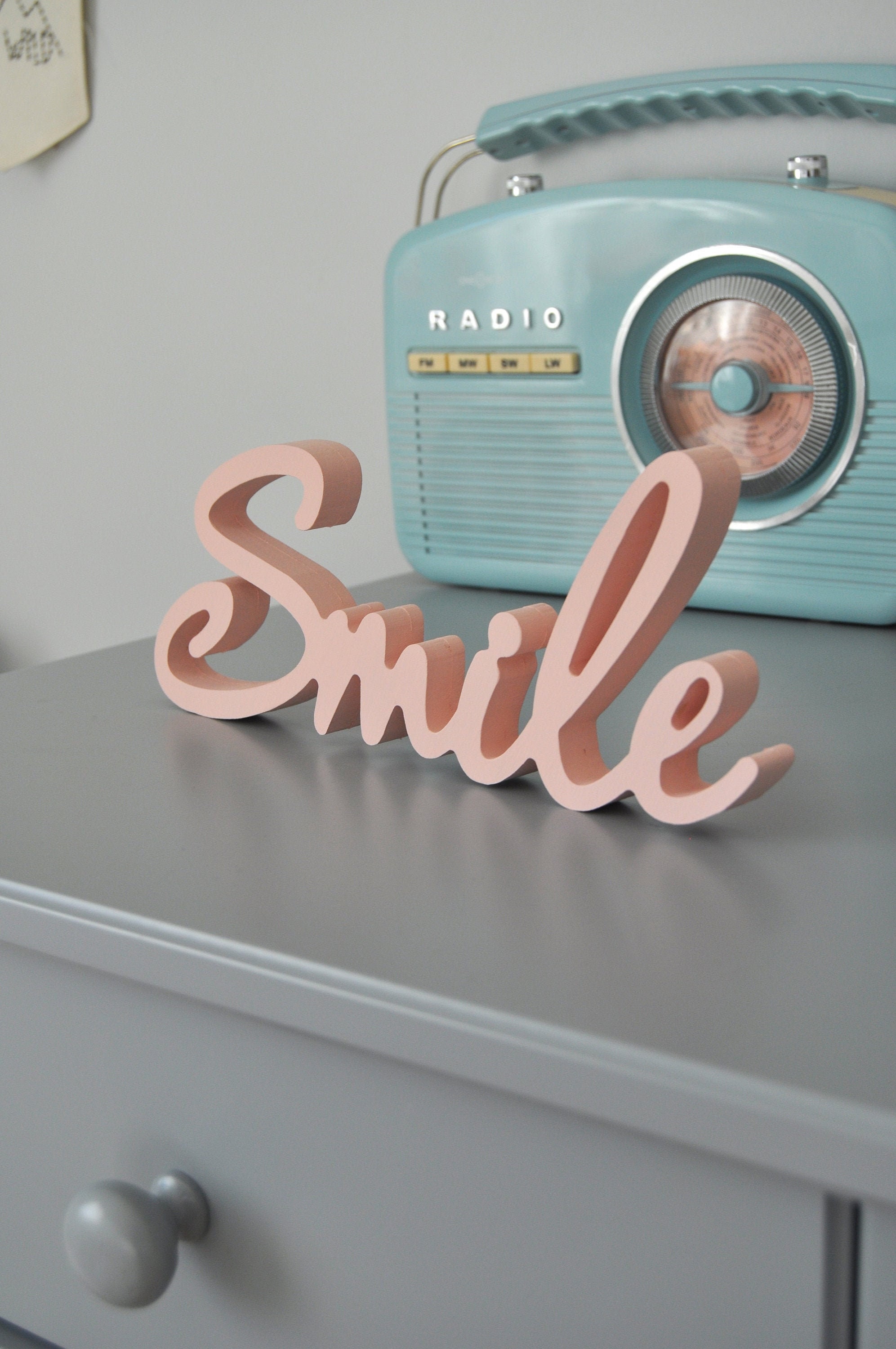 Smile Wooden Sign Nursery Wall Decor - Powder Pink Color - Best Gift ...