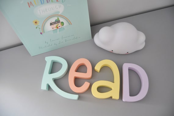 Read Wooden Letters Nursery Wall Decor Pastel Colorful | Etsy