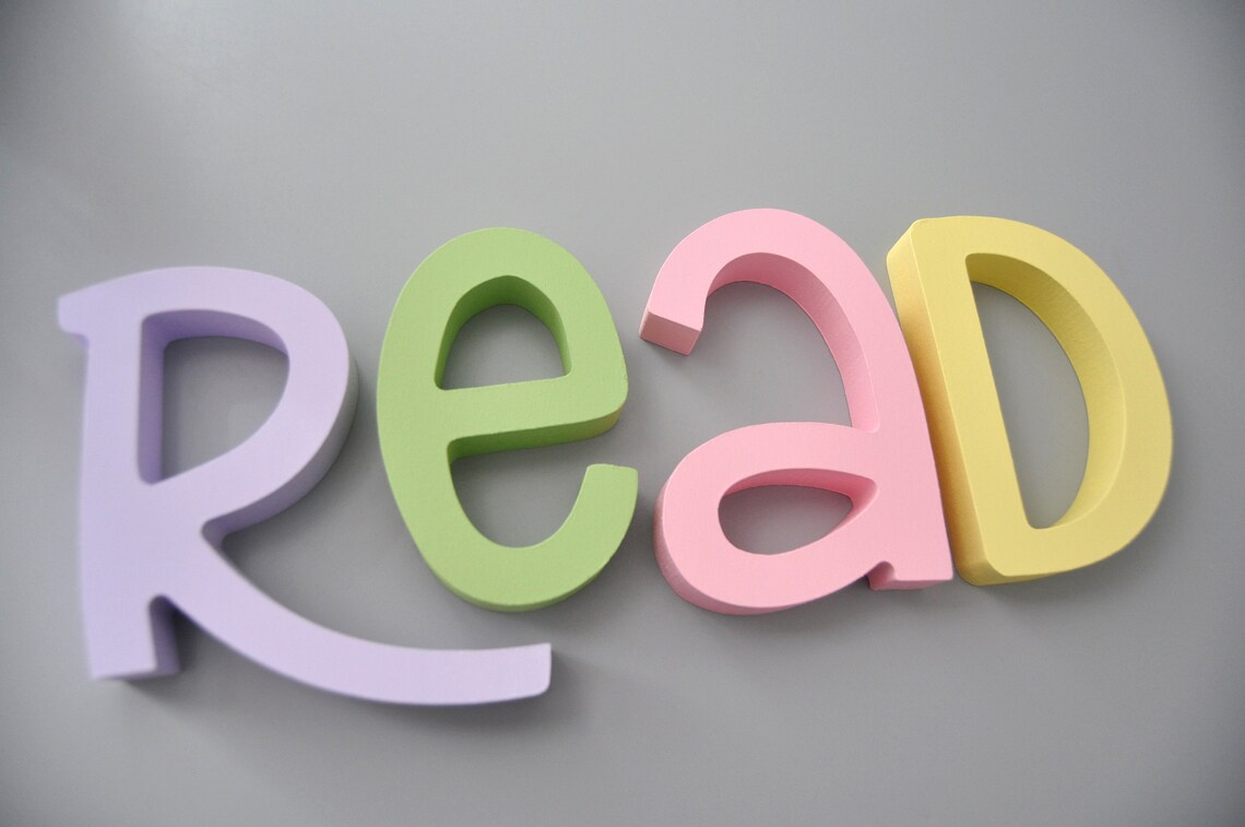 Read Wooden Letters Nursery Wall Decor Pastel Colorful - Etsy