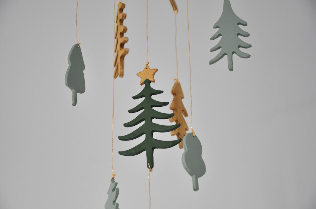 Christmas Home Decor Handmade Pine Tree Mobile | Nursery Decoration ...
