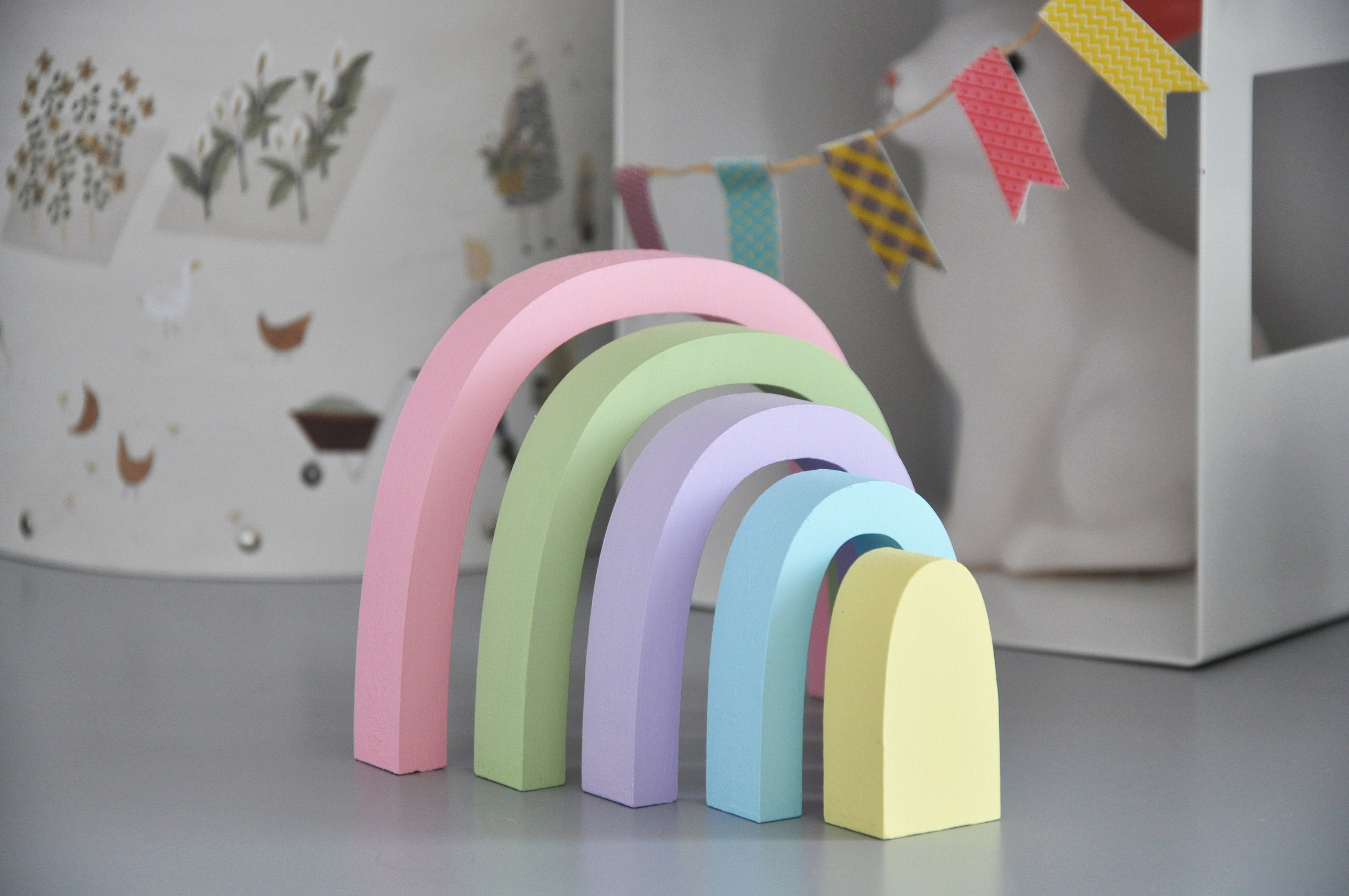 Eye Catching Wooden Rainbow Nursery Decor Baby Gift | Etsy