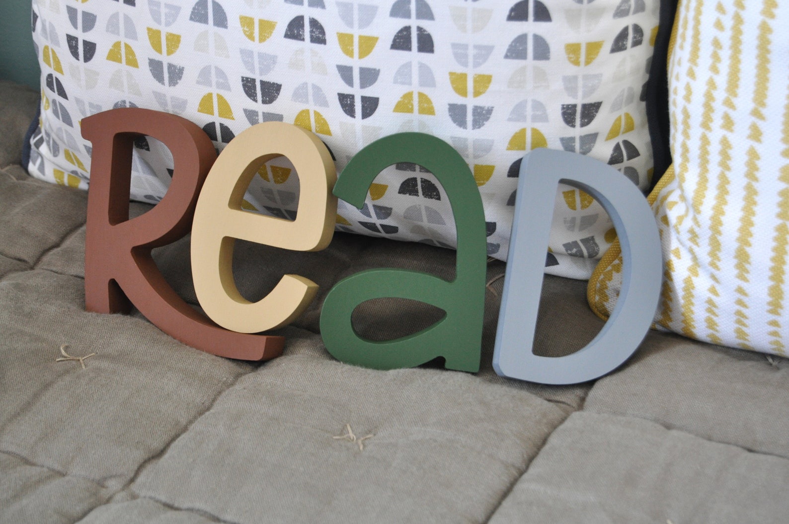 Read Wooden Letters Nursery Wall Decor Boho Style Earth - Etsy