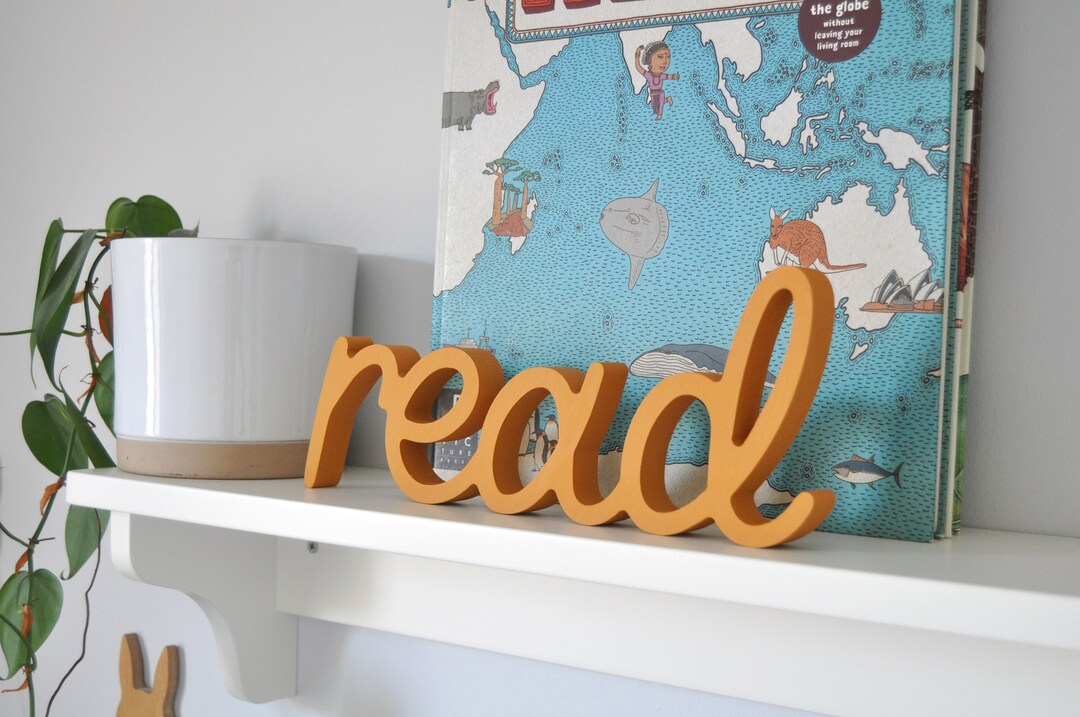 Read Wooden Sign Nursery Wall Decor -saffron Yellow Color - Etsy
