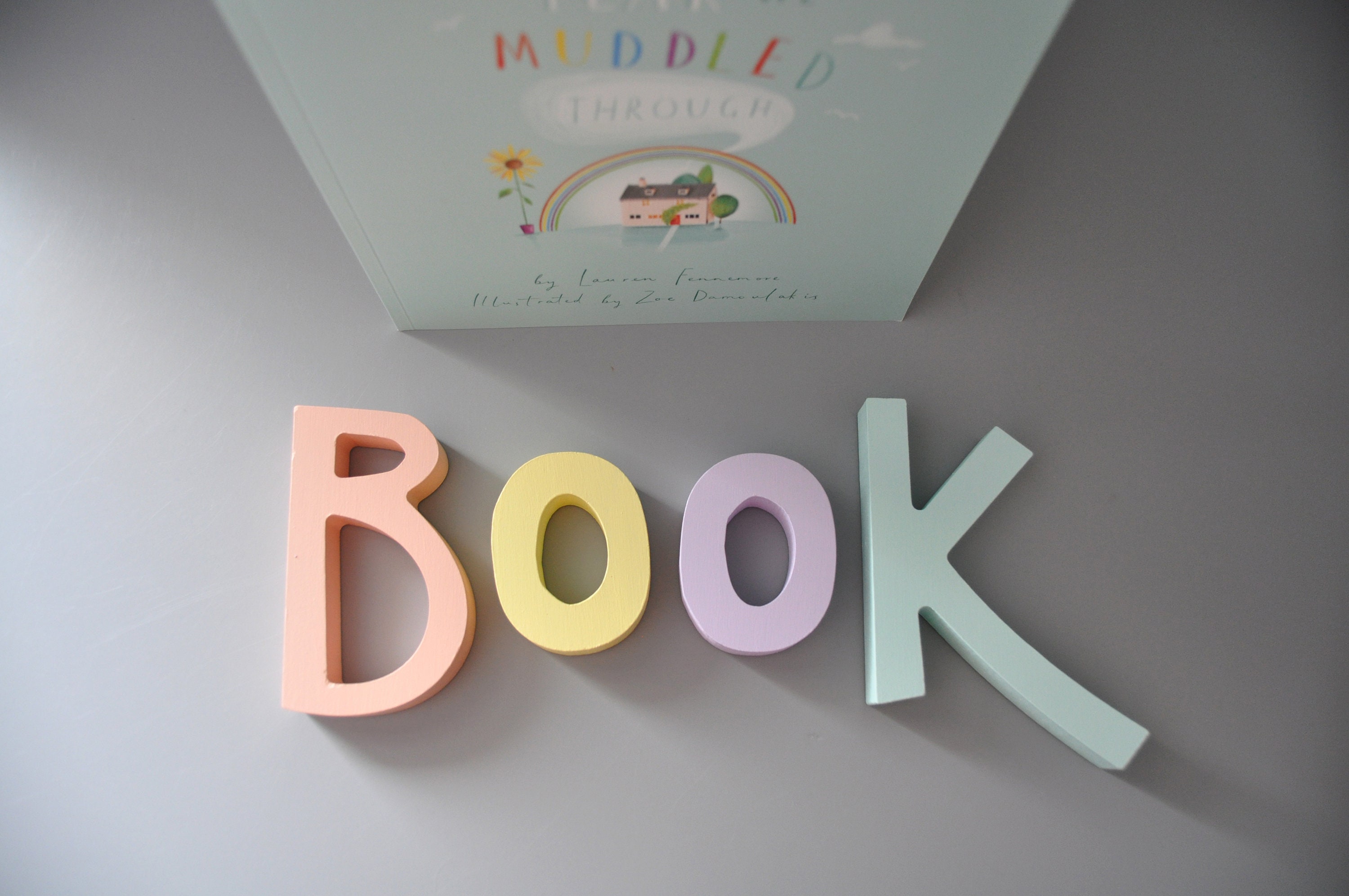 Book Wooden Letters Nursery Wall Decor - Pastel Colorful Letters - Etsy
