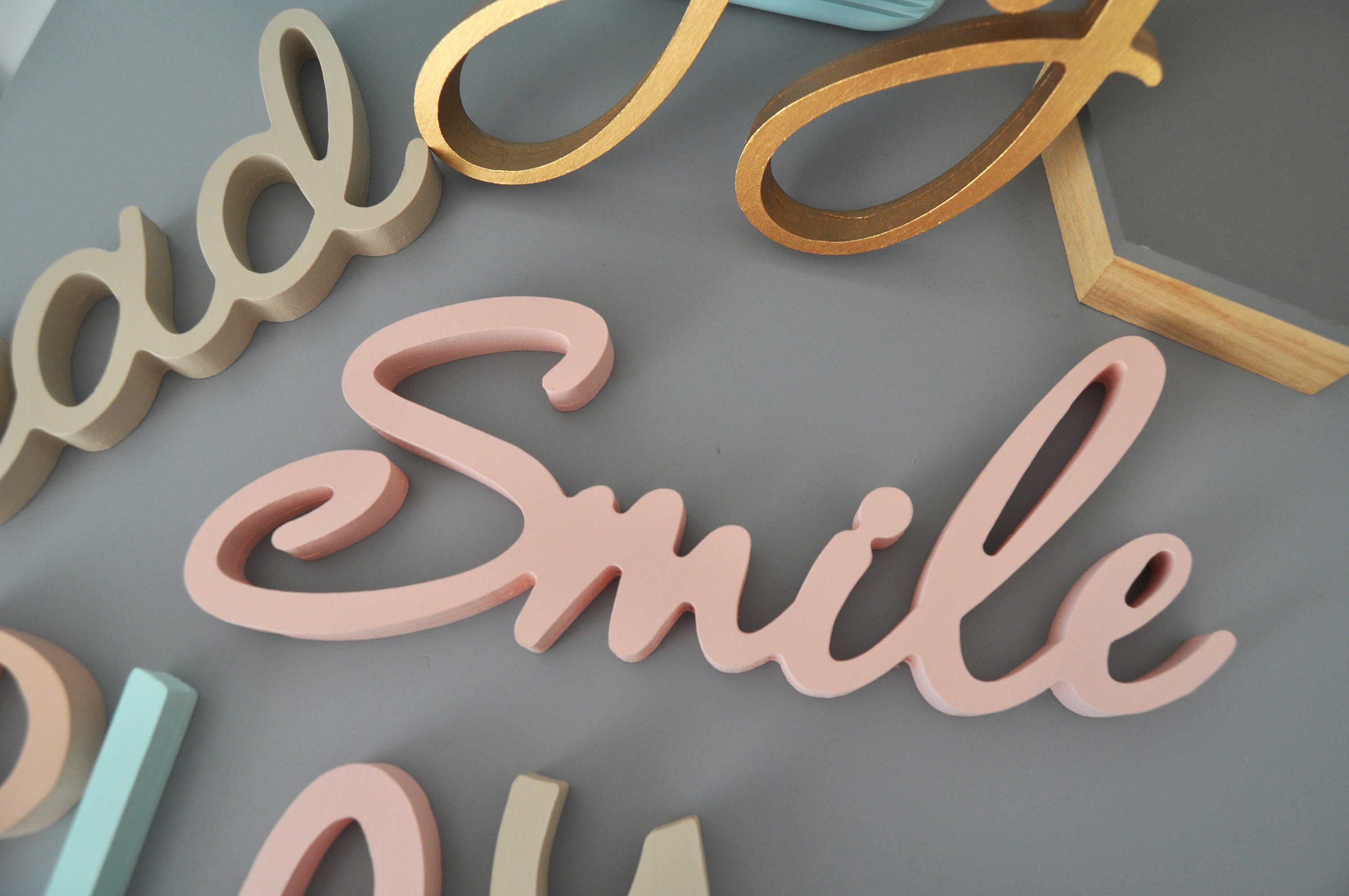Smile Wooden Sign Nursery Wall Decor - Powder Pink Color - Best Gift ...