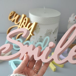 Smile Wooden Sign Nursery Wall Decor - Powder Pink Color - Best Gift ...
