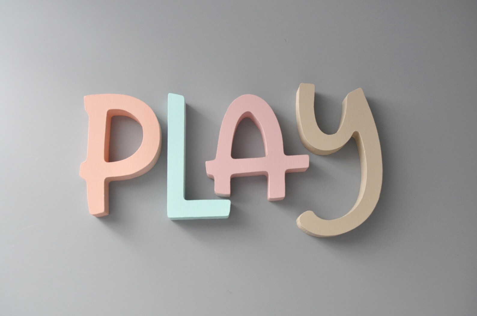 PLAY Wooden Letters Nursery Wall Decor Pastel Colorful - Etsy