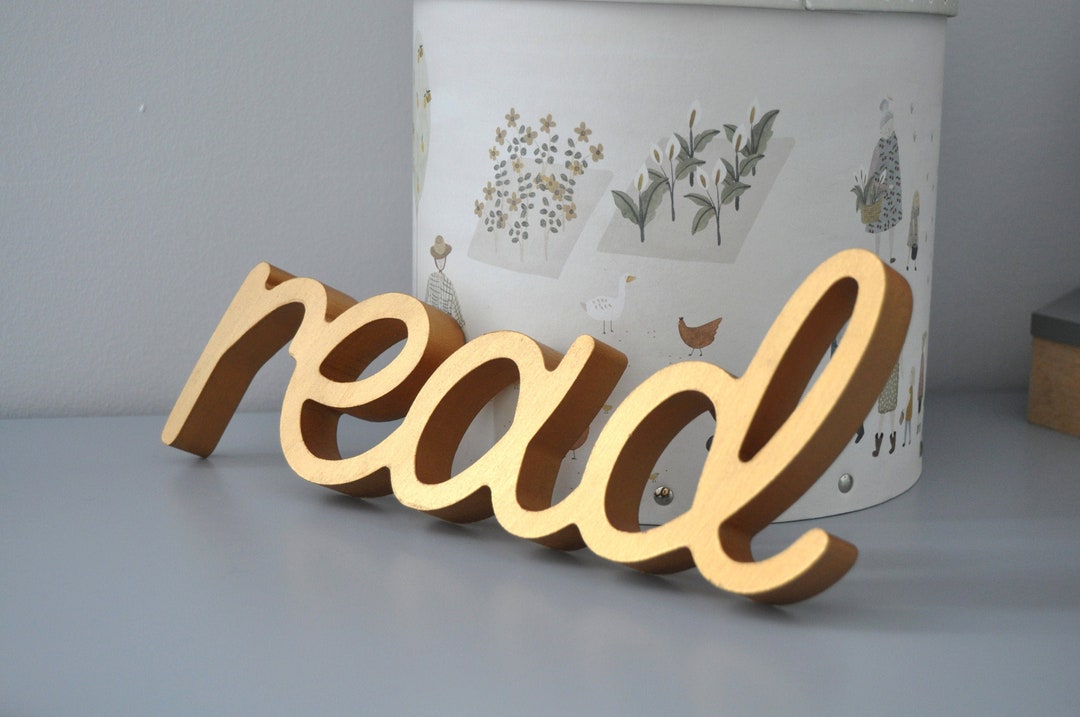 Read Wooden Sign Nursery Wall Decor - Metallic Gold Color - Best Gift ...