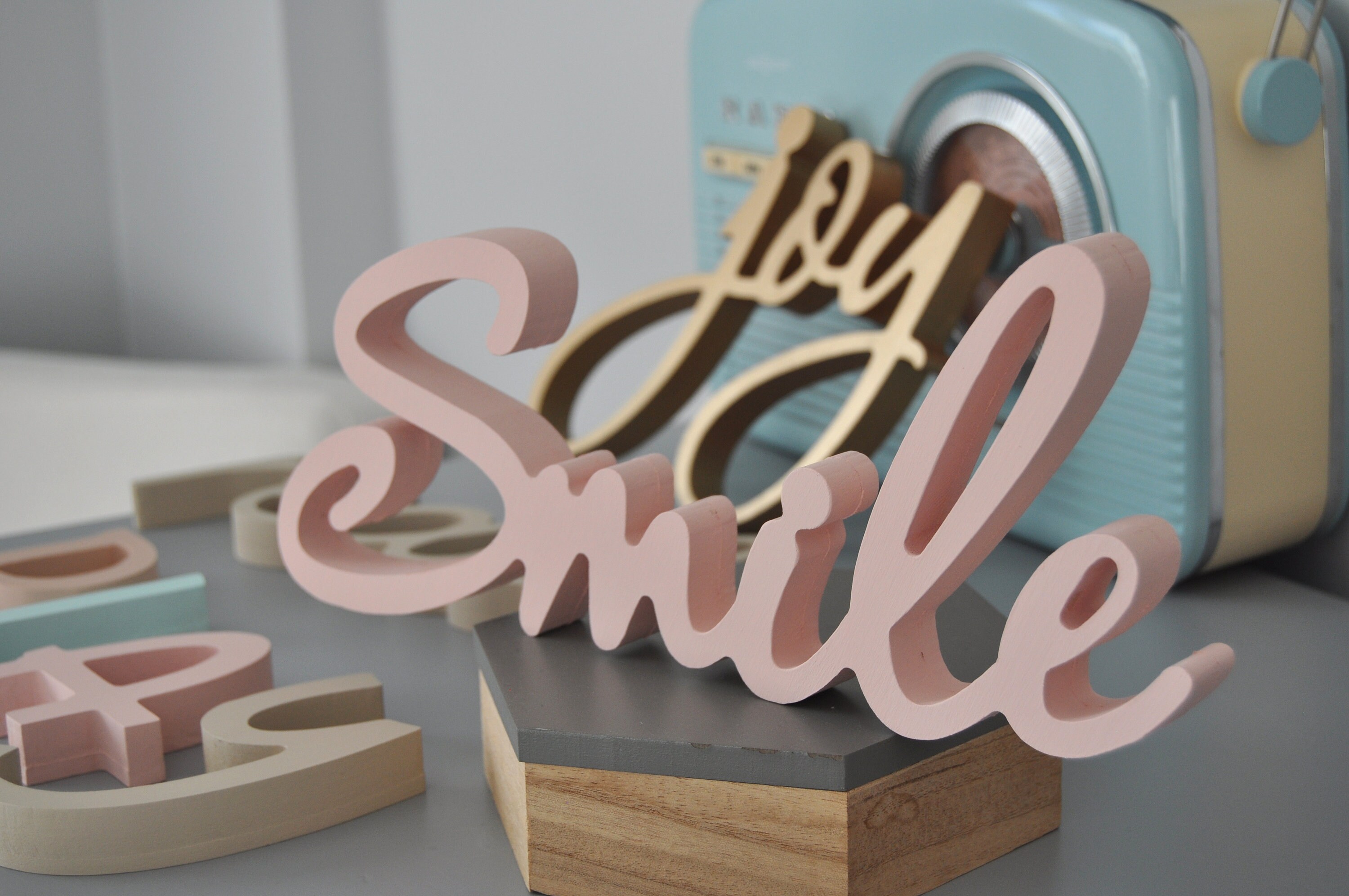 Smile Wooden Sign Nursery Wall Decor - Powder Pink Color - Best Gift ...