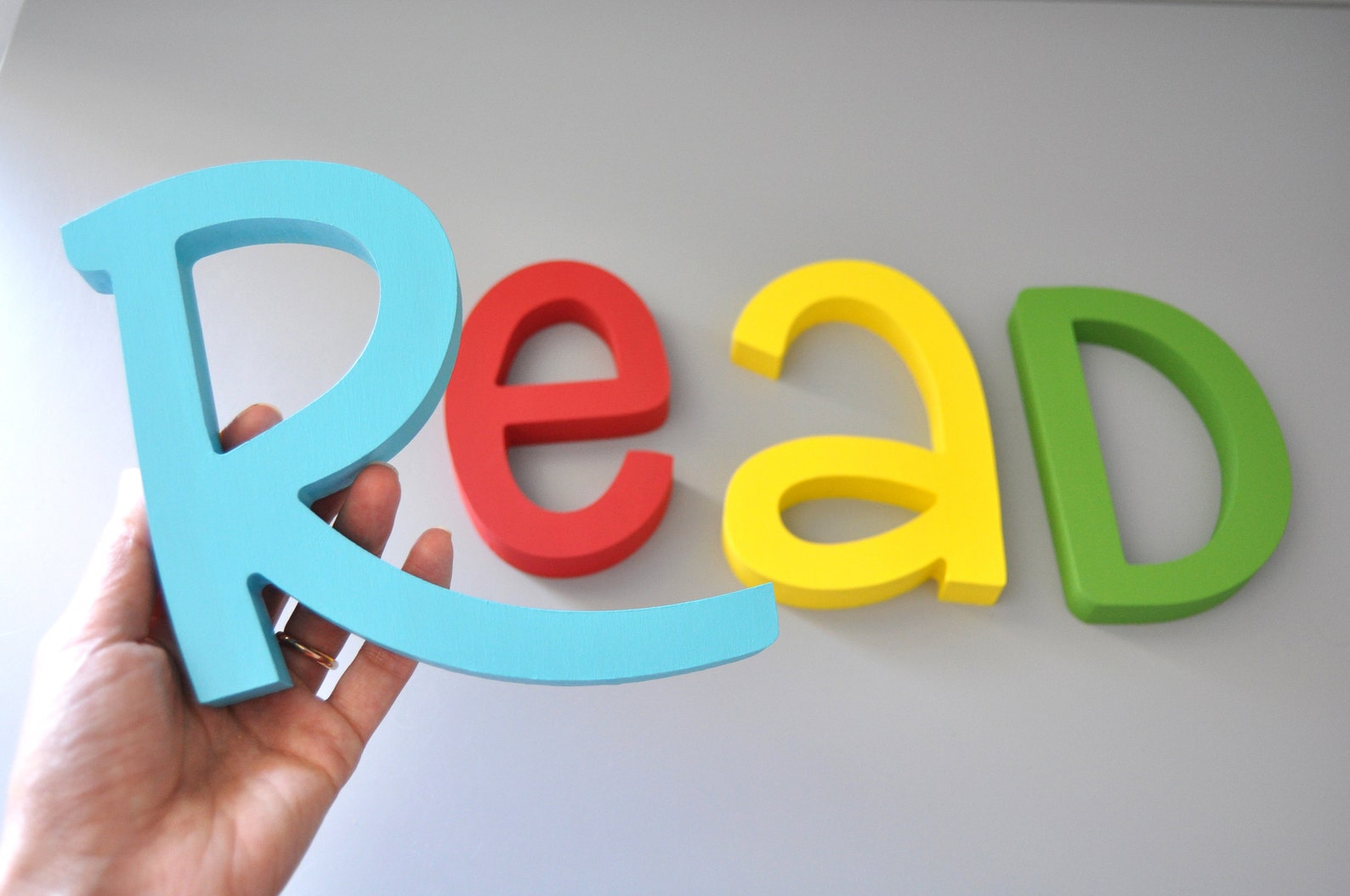 Read Wooden Letters Nursery Wall Decor Brigt Colorful - Etsy