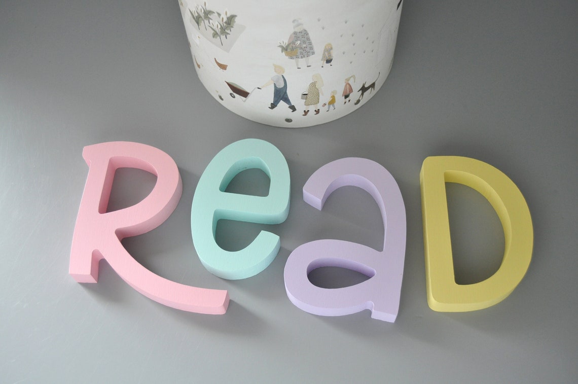 Read Wooden Letters Nursery Wall Decor - Pastel Colorful Letters - Etsy