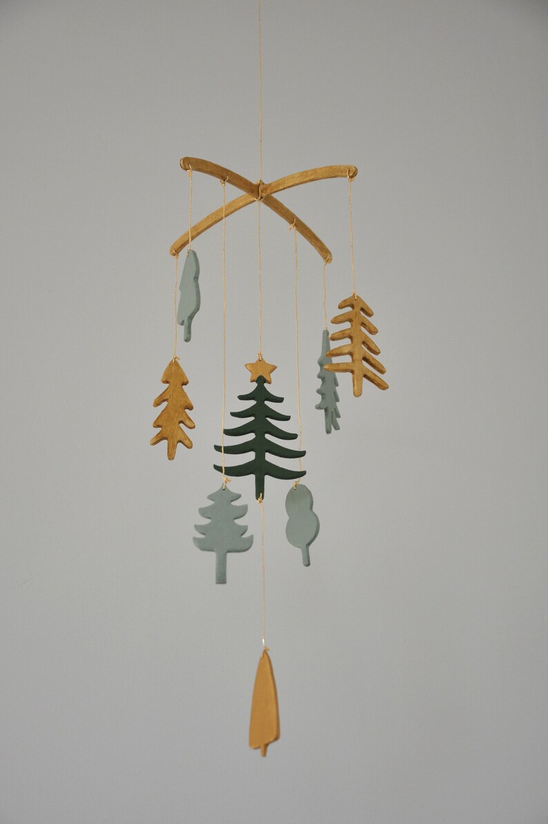Christmas Home Decor Handmade Pine Tree Mobile | Nursery Decoration ...