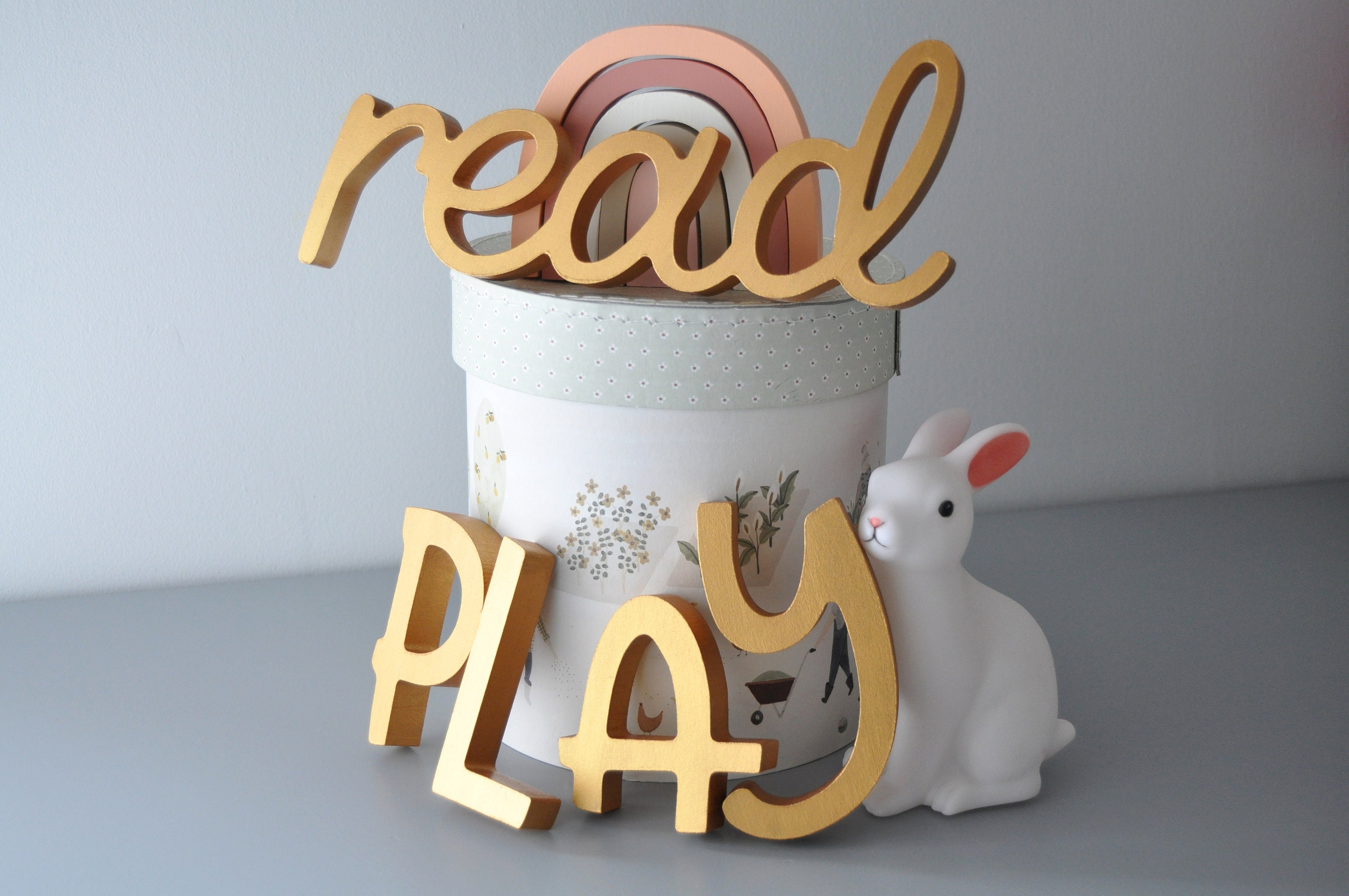 Read Wooden Sign Nursery Wall Decor Metallic Gold Color | Etsy