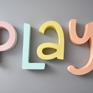 PLAY Wooden Letters Nursery Wall Decor - Gender-neutral Room Shades ...