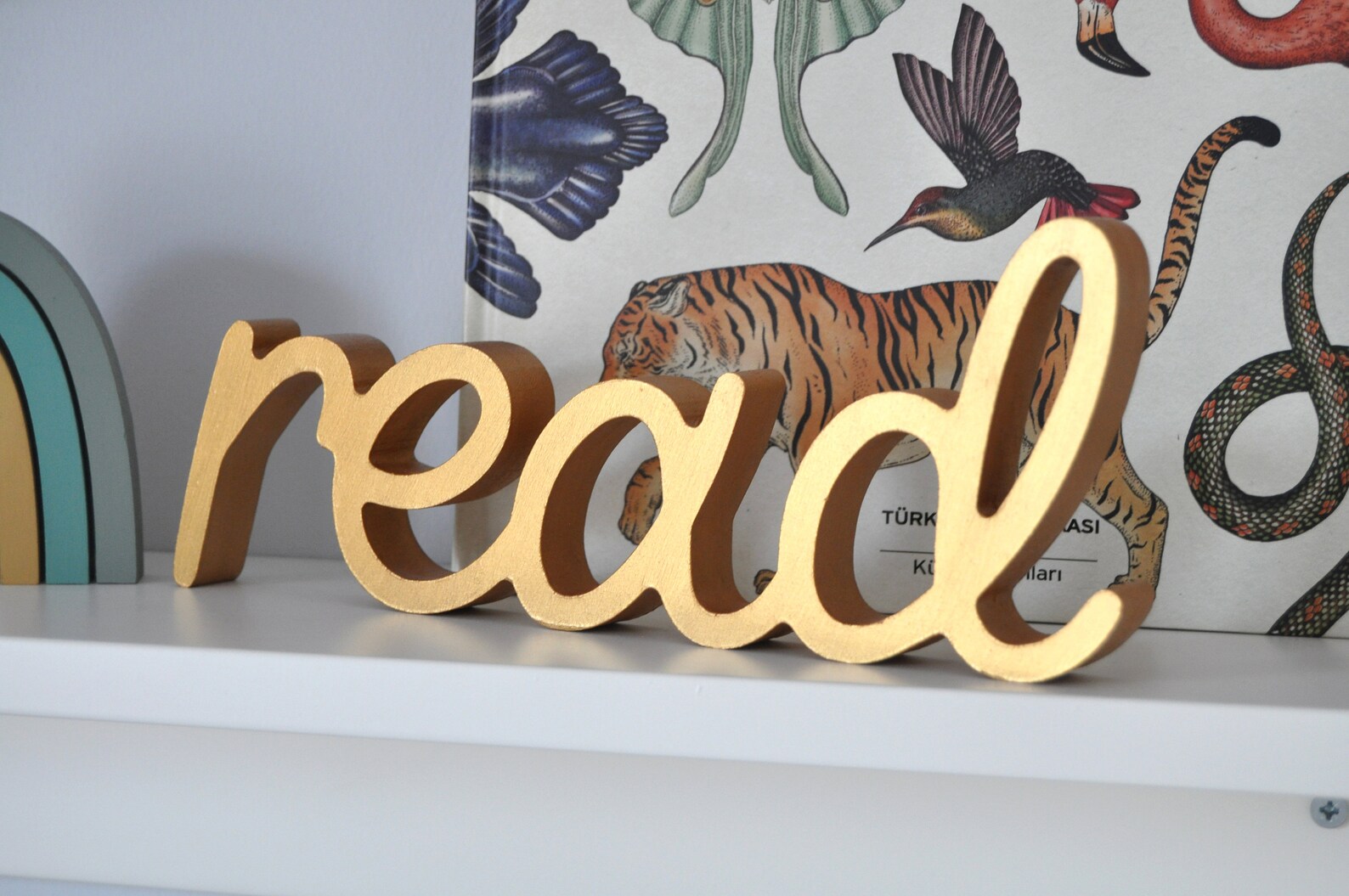 Read Wooden Sign Nursery Wall Decor Metallic Gold Color - Etsy