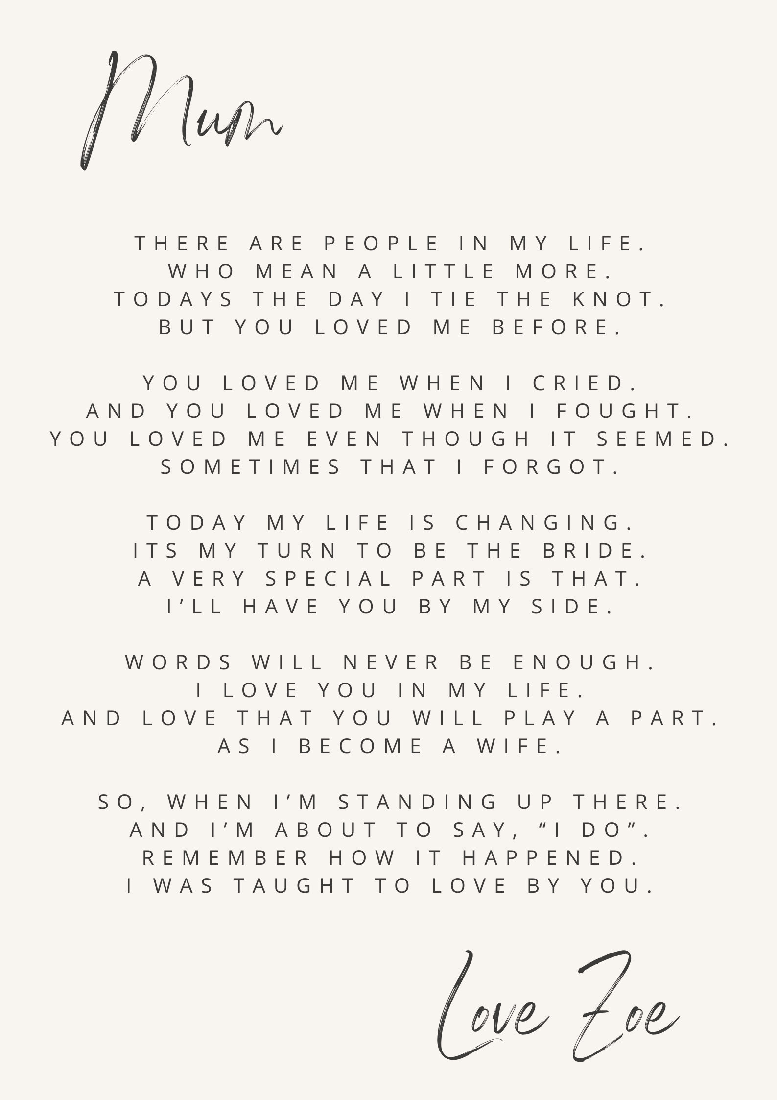 Mother of the Bride Poem Gift, Mother of the Bride Poem, Bride to Mum ...