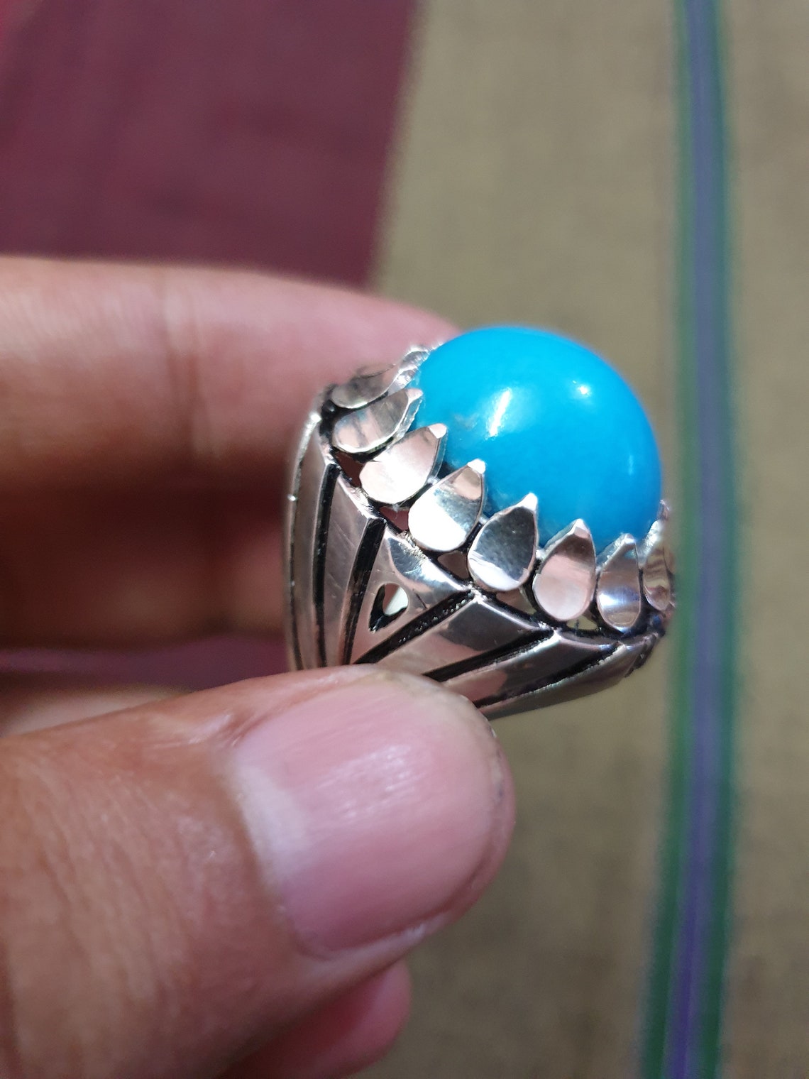 Natural Firoza Ring for Men Turquoise Ring for Men 925 - Etsy