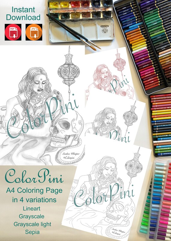 SNAKES WHISPER Printable Adult Coloring Page - Etsy