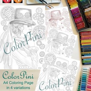 STEAMPUNK RIDDLE Printable Adult Coloring Page - Etsy