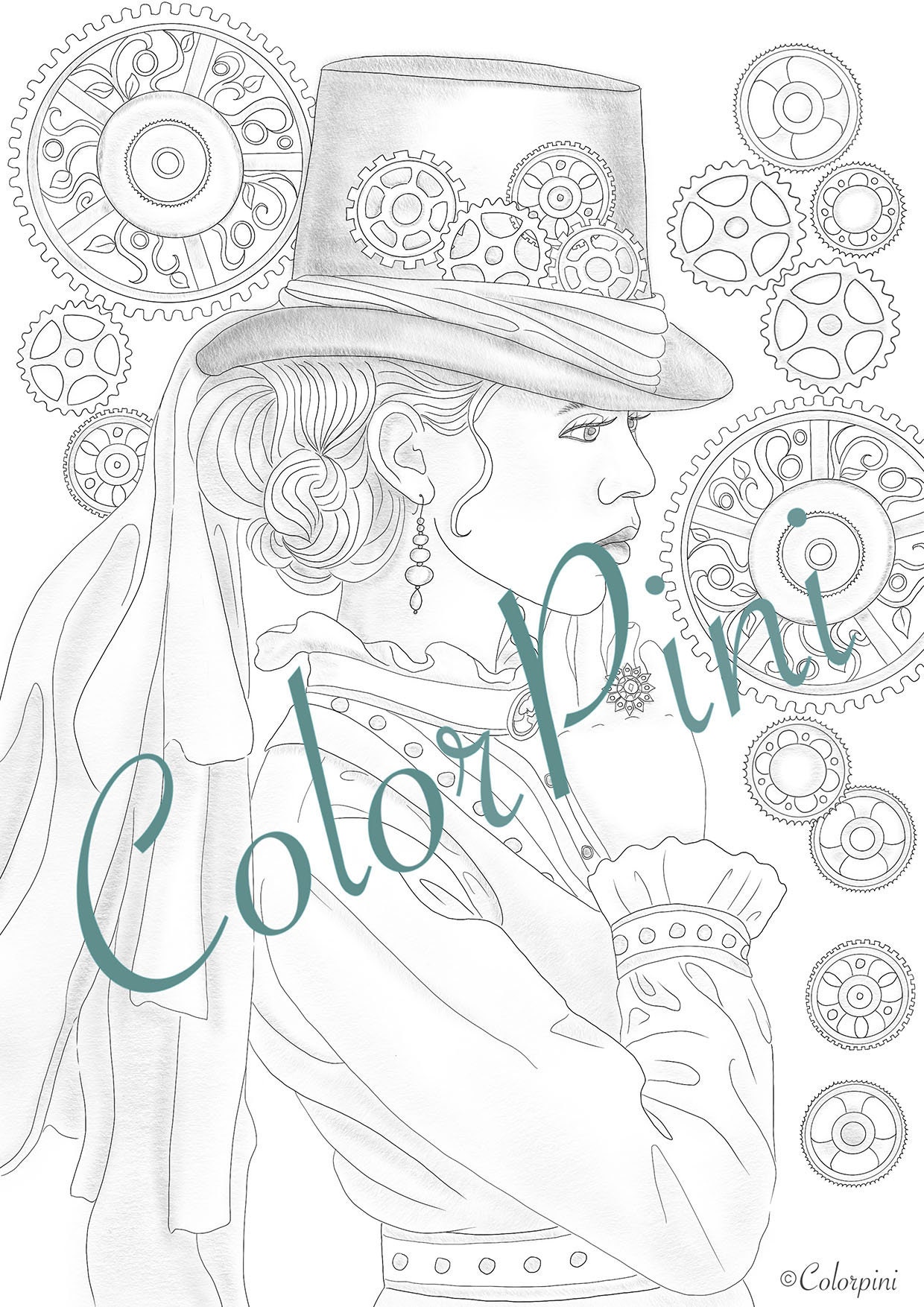 STEAMPUNK RIDDLE Printable Adult Coloring Page - Etsy