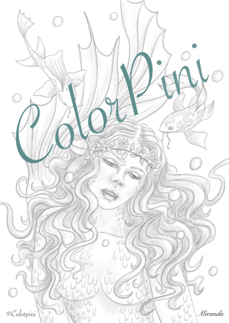 MERMAID MIRANDA Printable Adult Coloring Page - Etsy