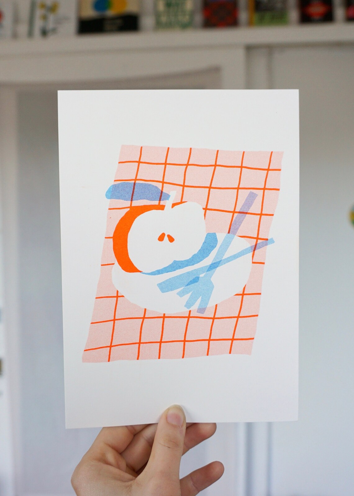 Apple Riso Print Illustration - Etsy