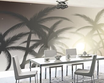 Dark Floral Wallpaper Removable Flowers Wall Mural Black | Etsy