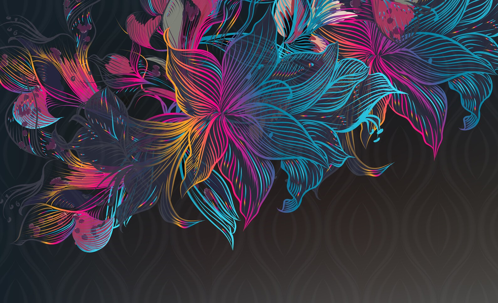 Dark Floral Wallpaper Removable Flowers Wall Mural Black - Etsy