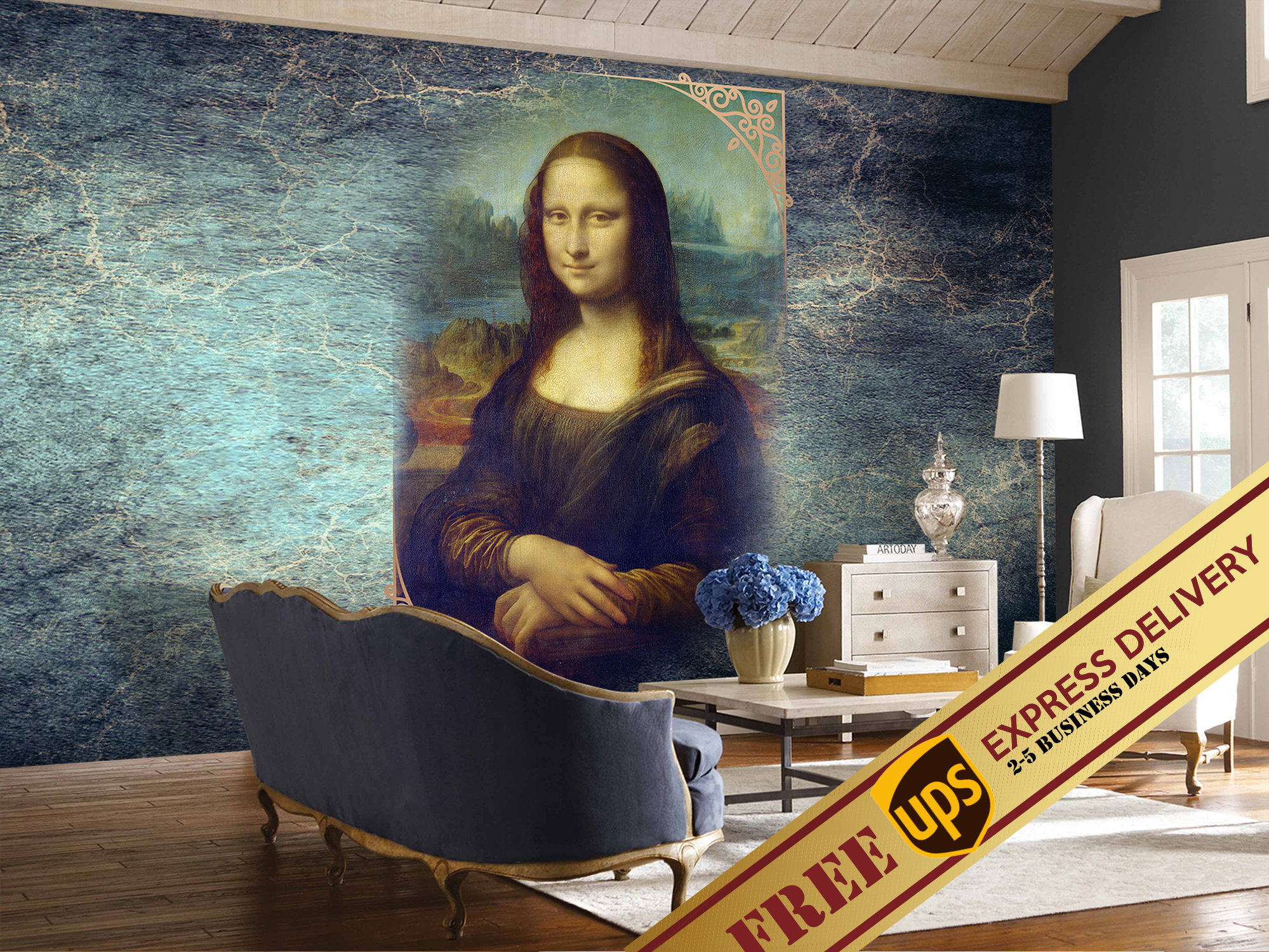 Mona Lisa Wall Mural Large Mona Lisa Reproduction Wallpaper Etsy