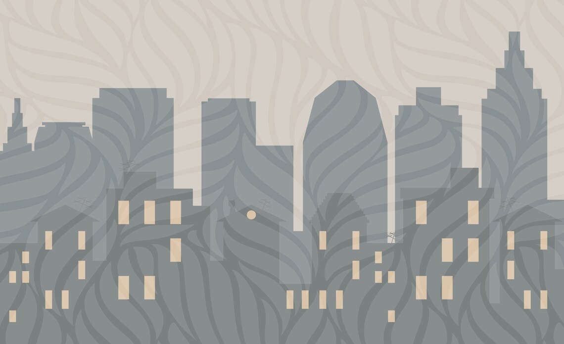 Night City With Lights Wallpaper Mural / Superhero Themed Boy - Etsy