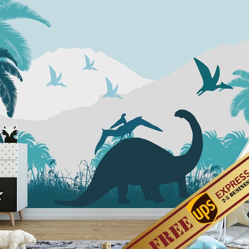 Large Dinosaur Brontosaurus Wallpaper Nursery. Jurassic World - Etsy