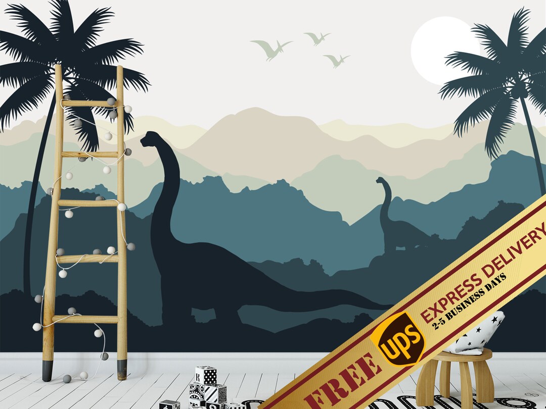 Large Dinosaur Brontosaurus Wallpaper Removable. Jurassic World Wall ...