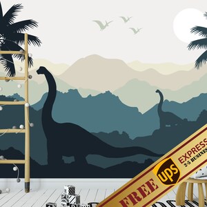 Large Dinosaur Brontosaurus Wallpaper Removable. Jurassic World Wall ...