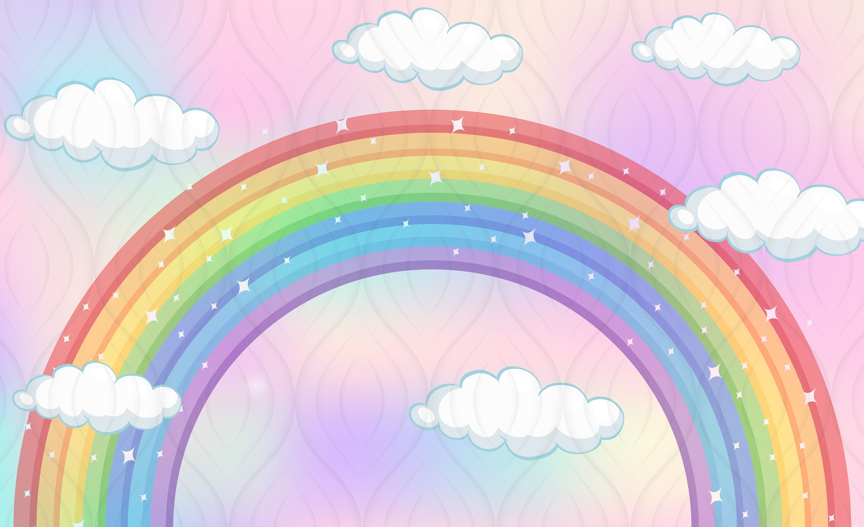 Rainbow Wallpaper with and Clouds Nursery. Colorfull Rainbow | Etsy