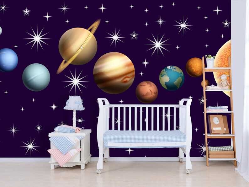 Solar System Wallpaper Kids Outer Space Wall Mural Boys - Etsy